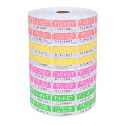 8000 Assorted Double Raffle Tickets 2000 per Roll 50/50 Neon Pink Green ...