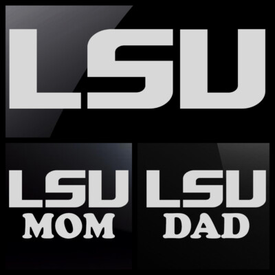 LSU Tigers White or Matte Silver Decal with MOM or DAD or Logo Only | eBay