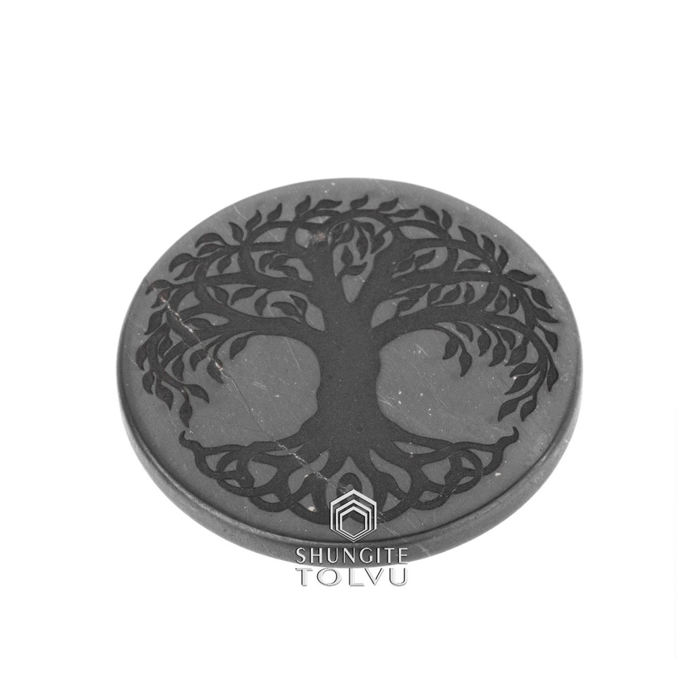 Shungite - EMF Protection Stone For Phone - Engraved Round Sticker 1.2 ...
