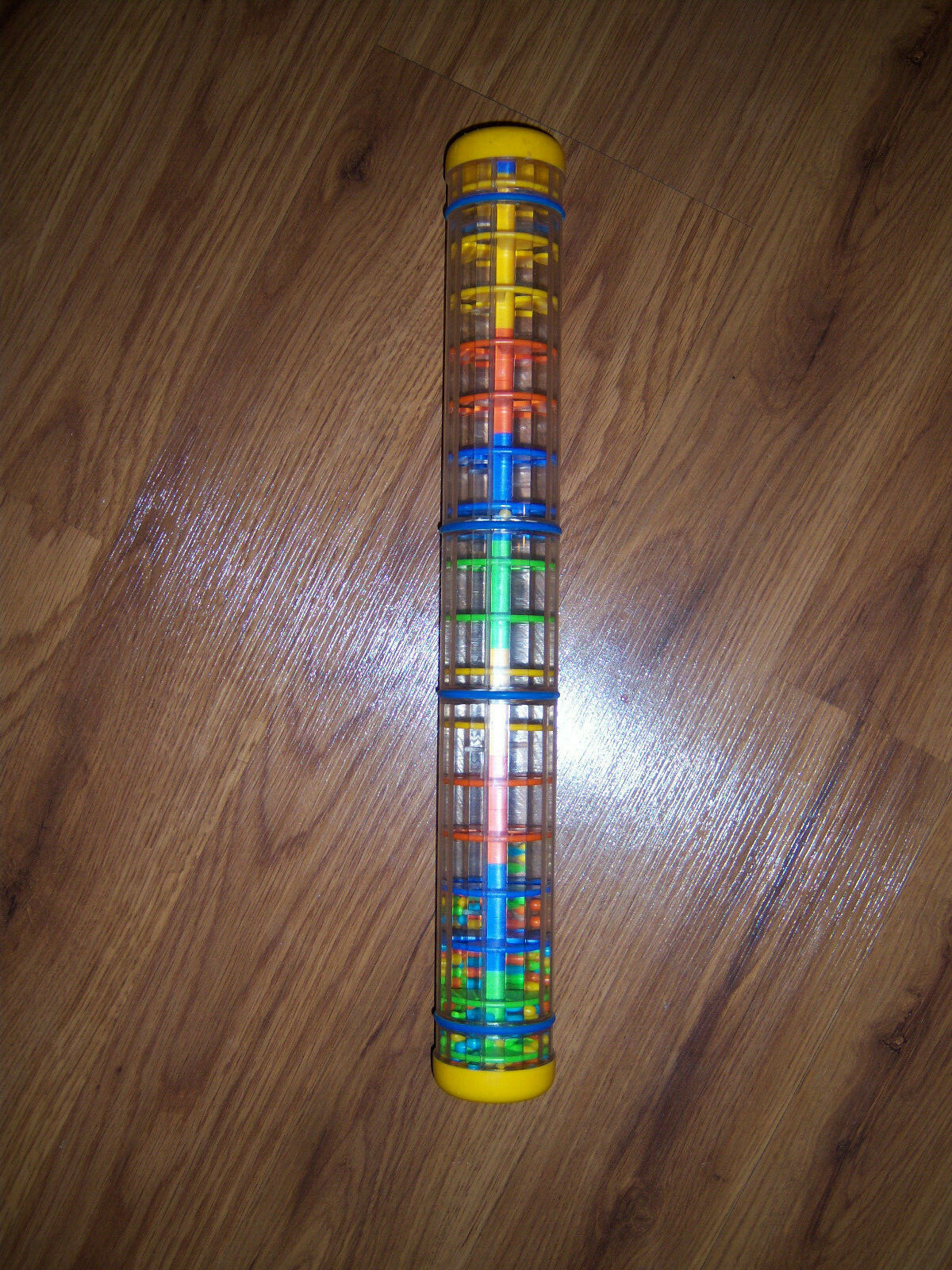 NEAT HTF UNUSUAL Rainmaker Rainstick Rattle Toy 16" Rainbow grains ...
