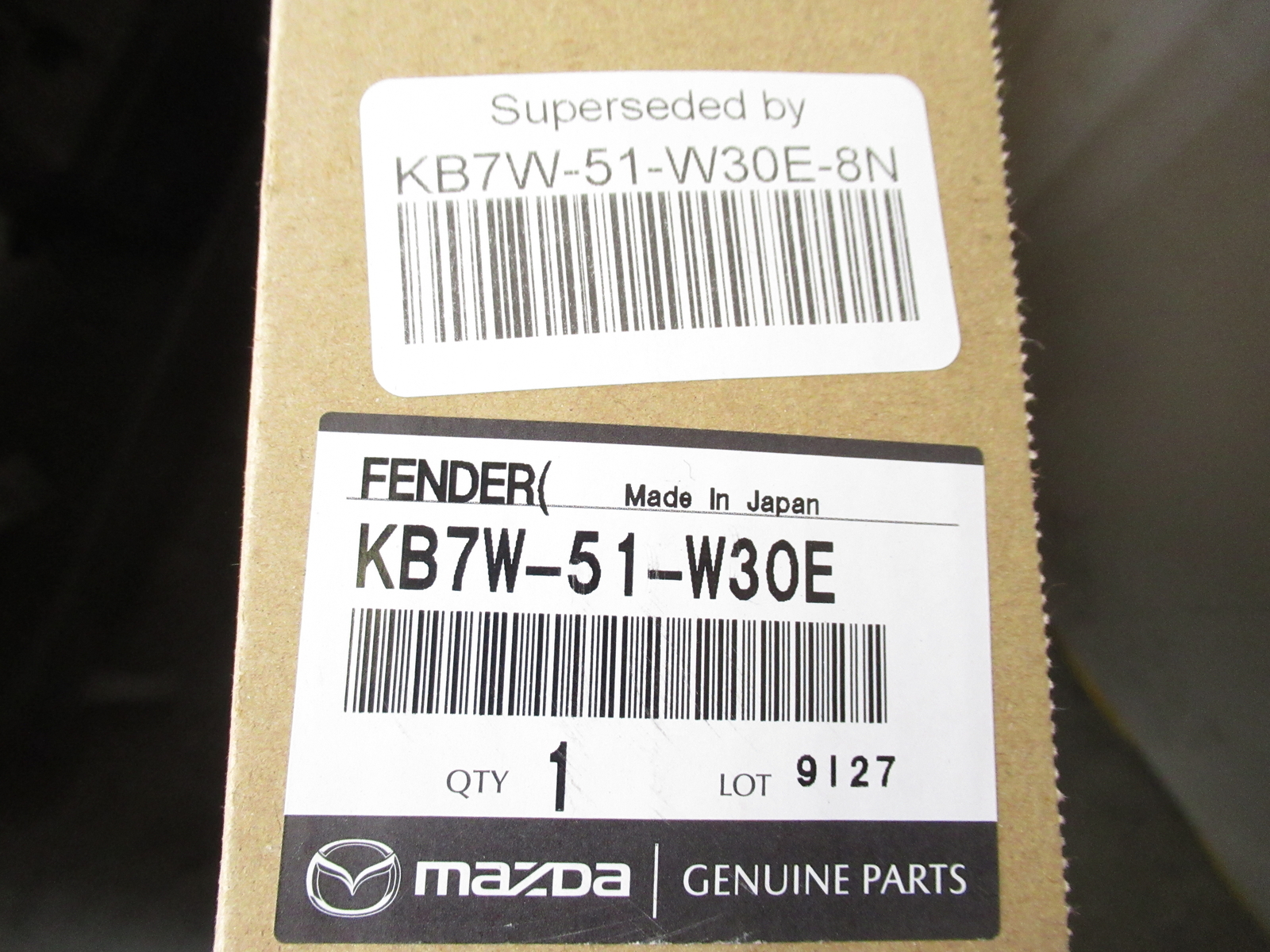 Genuine OEM Mazda KB7W-51-W30E-8N Driver Front Wheel Arch Fender ...