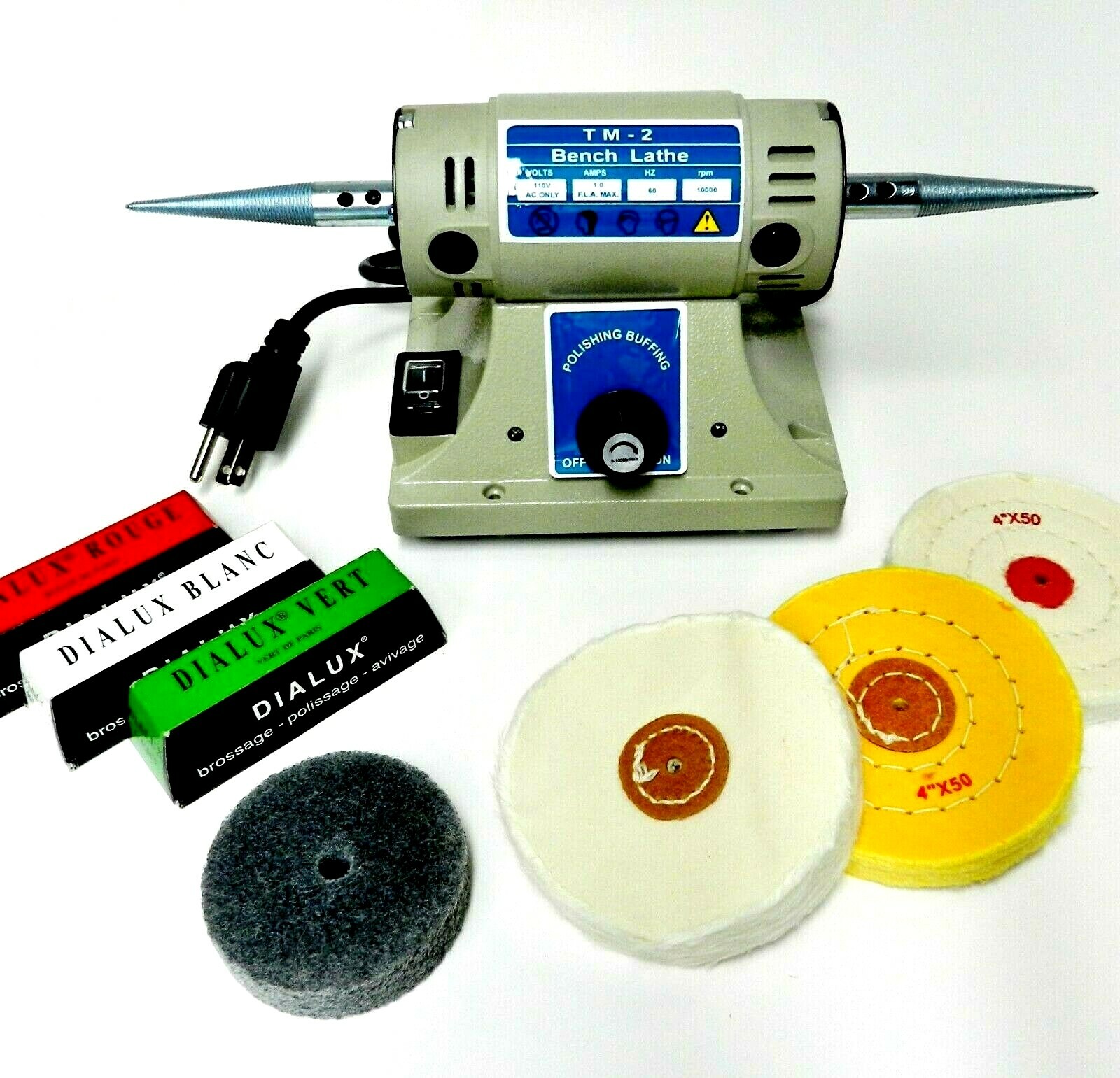 Bench Top Buffer Polisher Kit Variable Speed Motor with Set Buffs ...
