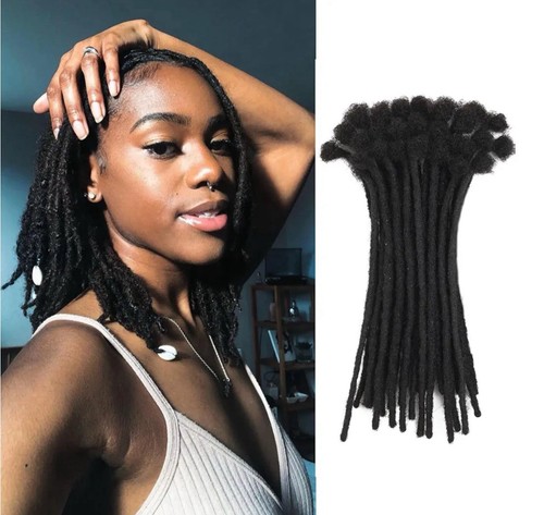 12” Human Hair Loc Extensions 40-Strand 0.4cm Dreadlocks Handmade ...