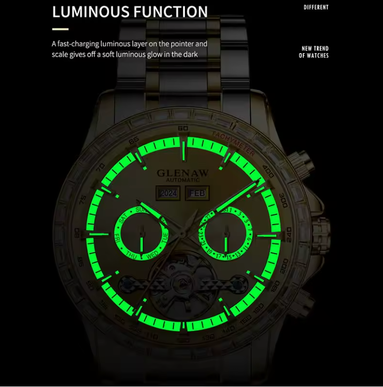 GLENAW Mechanical Watch Men's Automatic Watch For Men Watch Waterproof ...
