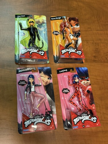 4 Zag Miraculous Posable Action Figures Rena Rouge, Marinette, Ladybug ...