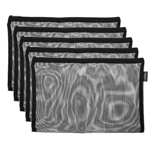 5pcs Mesh Cosmetic Bags, A4 Nylon Zipper Bag Travel Toiletry Pouch ...