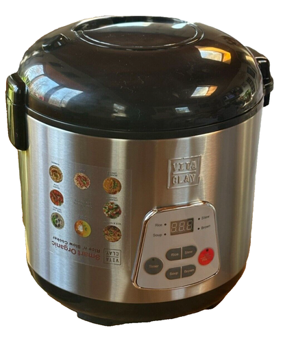 Vita Clay Smart Organic 2-In-1 Rice & Slow Cooker 3.2Qt Unglazed Clay ...