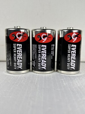 Vintage Lot Of 3-Eveready Super Heavy Duty Batteries Size D Made In ...
