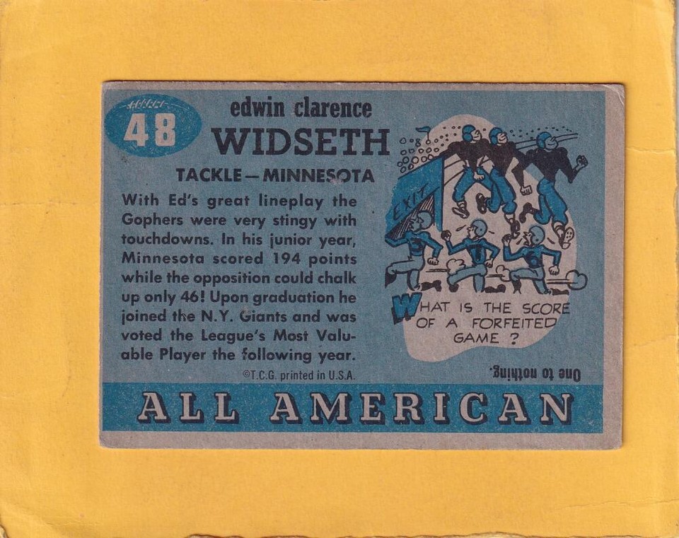 1955 Topps All American #48 Ed Widseth VG Very Good #25704 | eBay