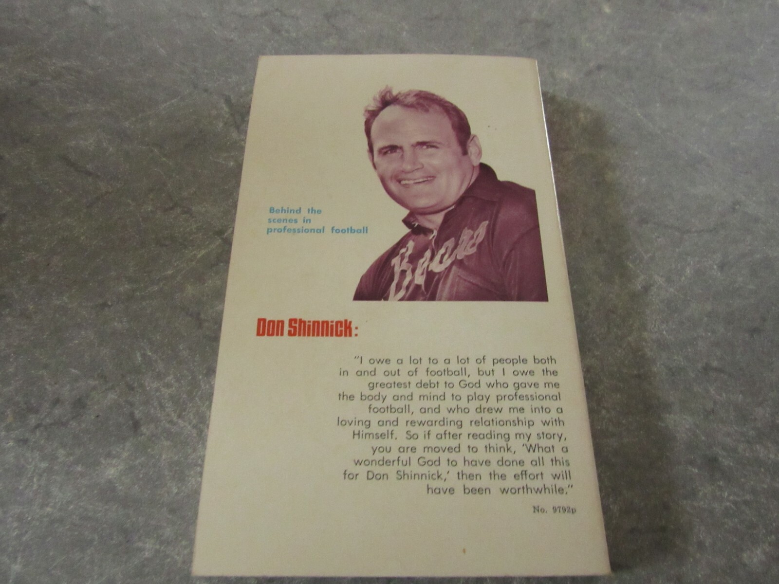 ALWAYS A WINNER: THE STORY OF DON SHINNICK - BALTIMORE COLTS, ZONDERVAN ...