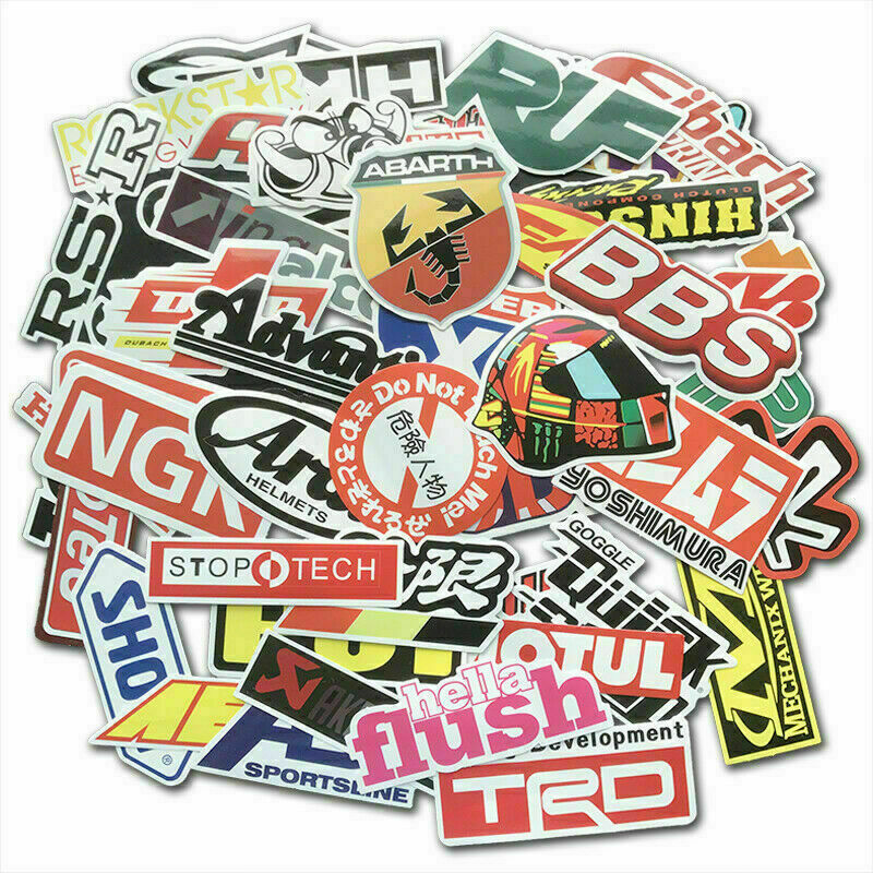 Racing Decals Sticker Lot Set 100 In Pairs Grab Bag | Vinyl | Glossy ...