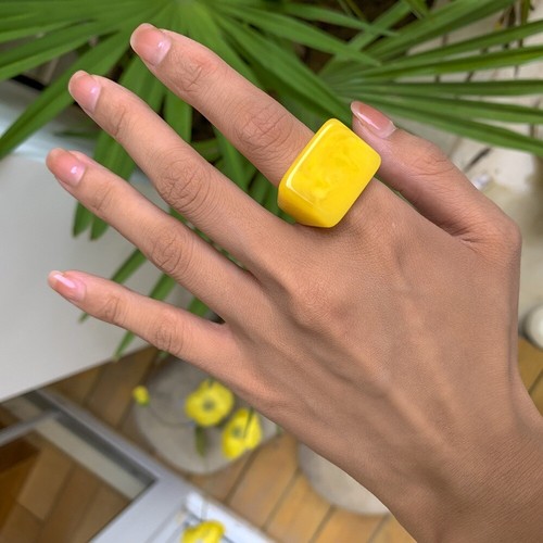 Fashion Geometric Square Ring Simplicity Ring New Colored Acrylic Ring ...