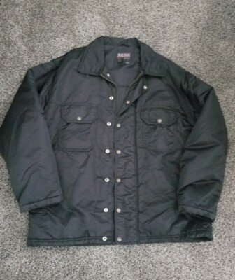 Mens large Jacket MARIO MONETTI Snap button up Long Sleeve Black coat ...