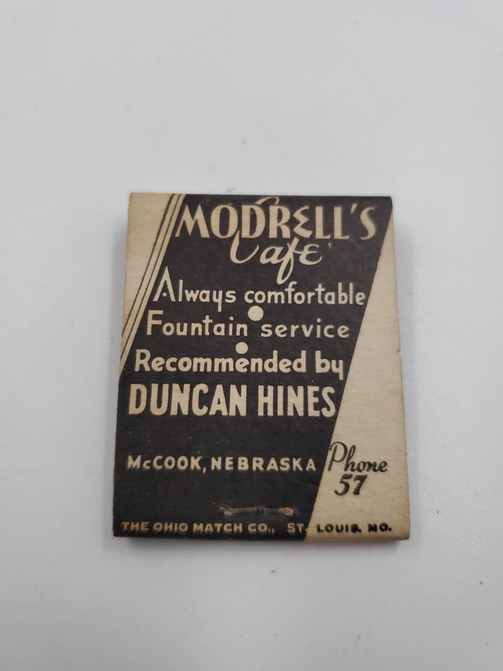 Modrell's Cafe McCook Nebraska Unstruck Matchbook | eBay