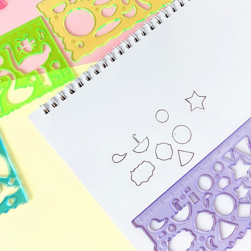 Funny nature scene drawing pattern ruler 1 set of 4 pieces Different ...