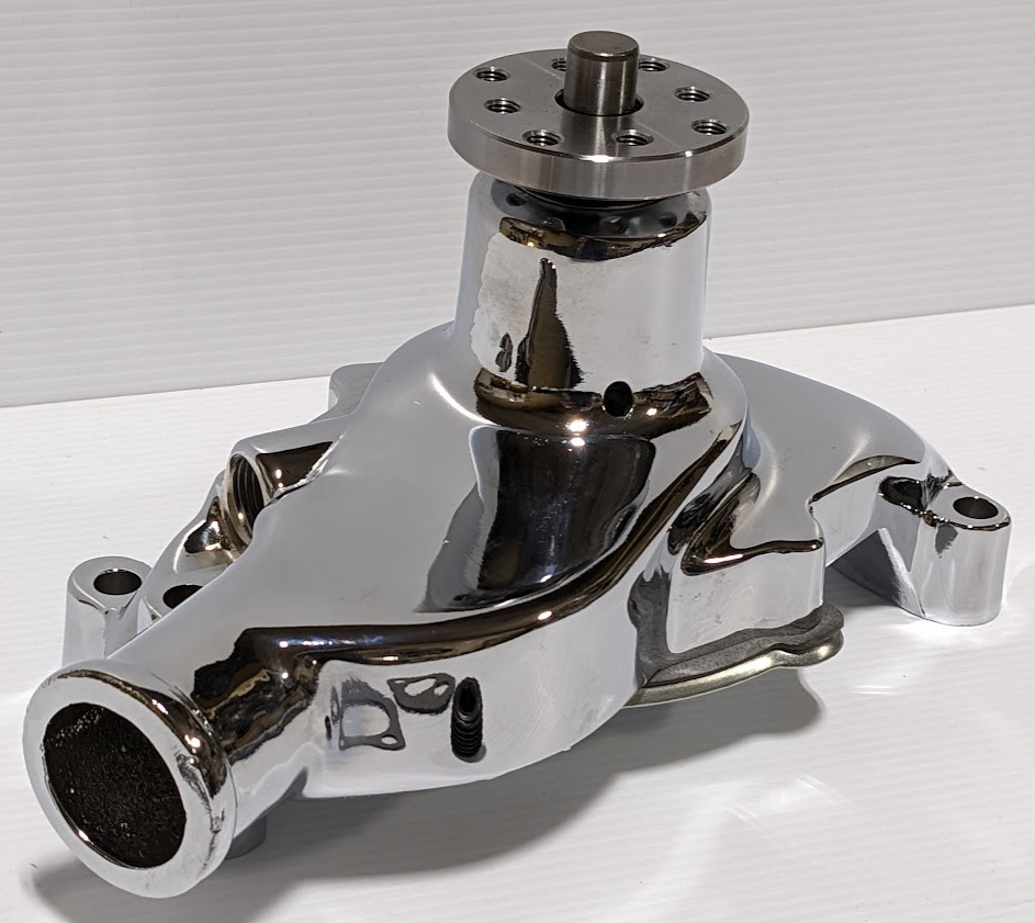 Short Water Pump Chevy Small Block SBC 350 Chrome Aluminum High Volume ...