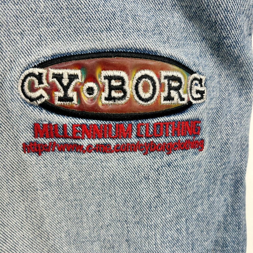 Vintage 90s Irisdescent Cyborg Skater Rave Wide Leg Jean Denim Pants 36 ...