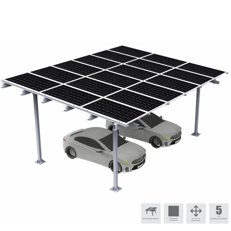 3x6 Cars Steel Solar Panel Mount Carport Canopy Rack Photovoltaic ...