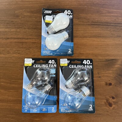 Feit Electric BP40A15N 40 Watt Clear Ceiling Fan Light Bulbs & 2 Soft ...
