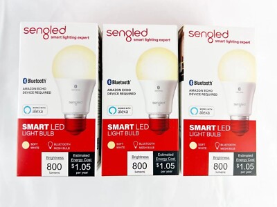 Lot of 3 Sengled Smart Bluetooth Mesh Dimmable LED Light Bulb Works ...