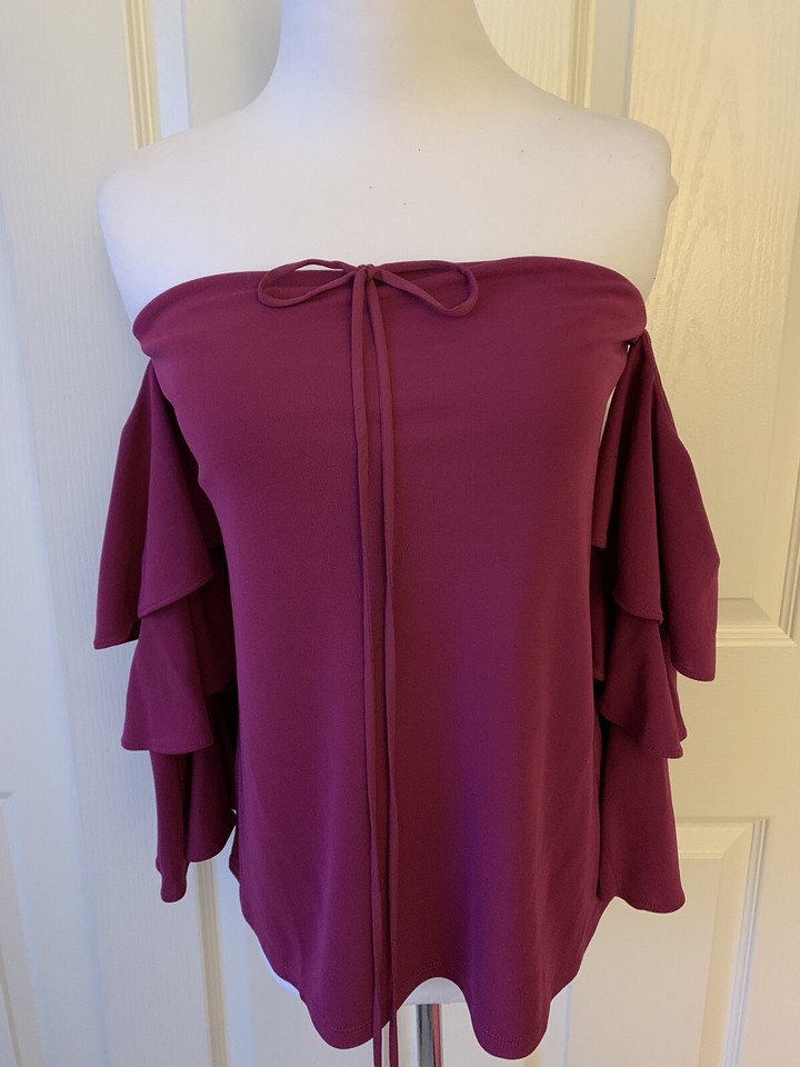 WHBM **NEW W/TAGS** LOVELY BERRY RAYON POLY OFF SHOULDER TOP $88 MSRP ...