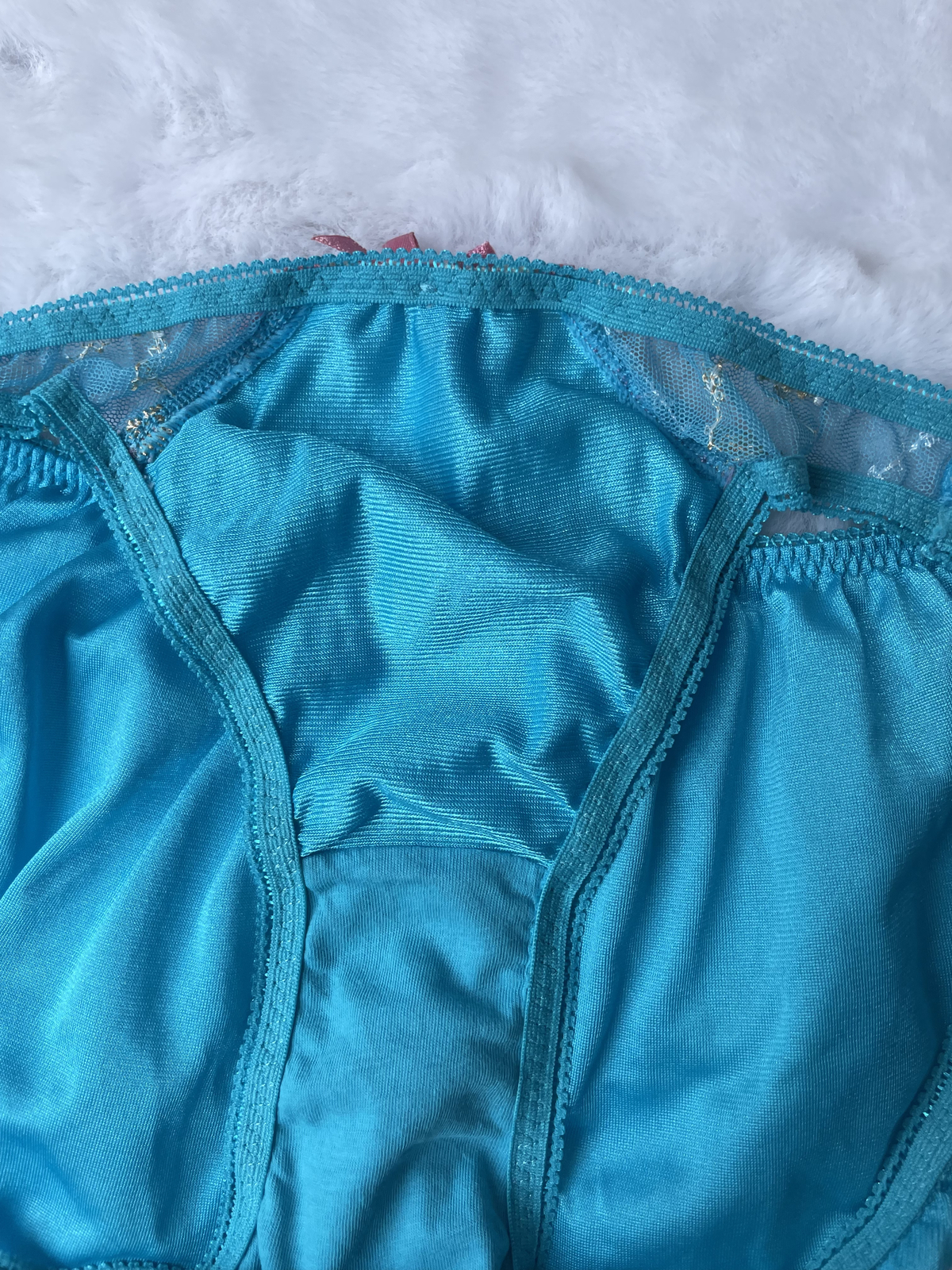 Vintage Shiny Blue Nylon Panty Slippery Floral Lace Sissy Bikini SZ.5 Hip 34-36" | eBay