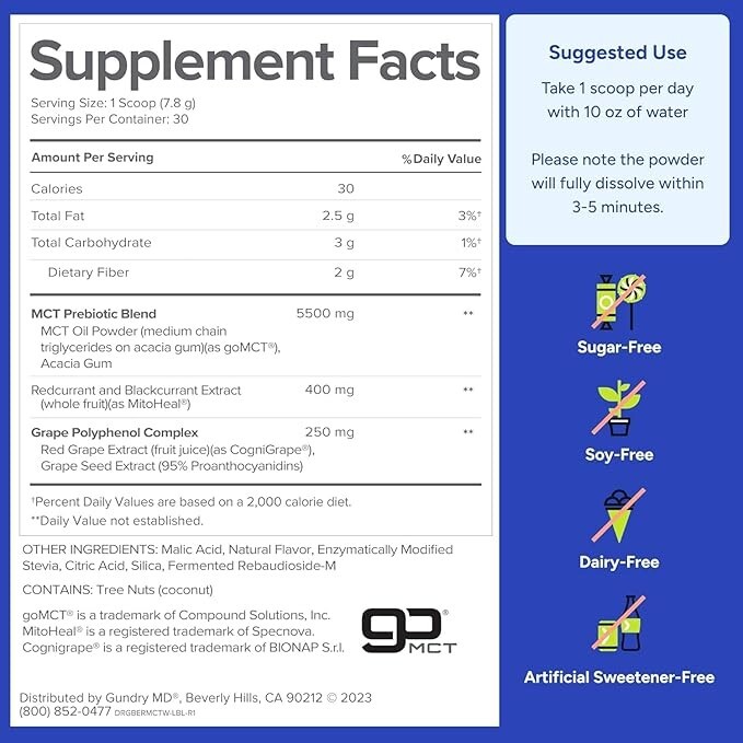 Gundry MD MCT Wellness Powder to Support Energy(Blueberry Lemonade) | eBay