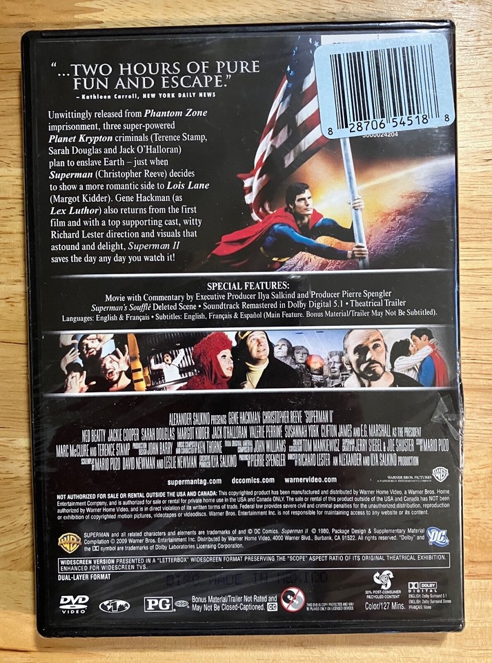 Superman II (DVD, 1980) DC Comics Christopher Reeve Gene Hackman NOS ...