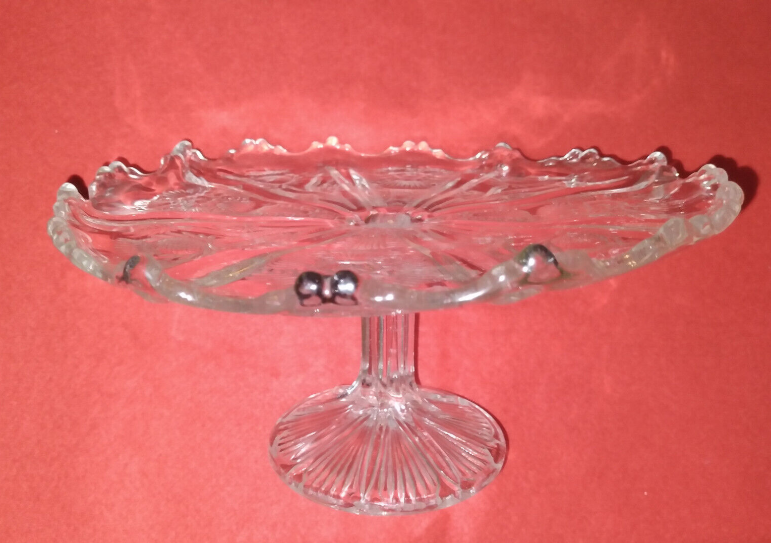 Higbee EAPG 9" THISTLE Pattern Cake / Desert Pedestal Tray 4-1/2" Tall ...
