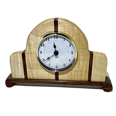 Wood Mantel Clock Handmade Curly Maple Walnut Great Gift Desk Office ...