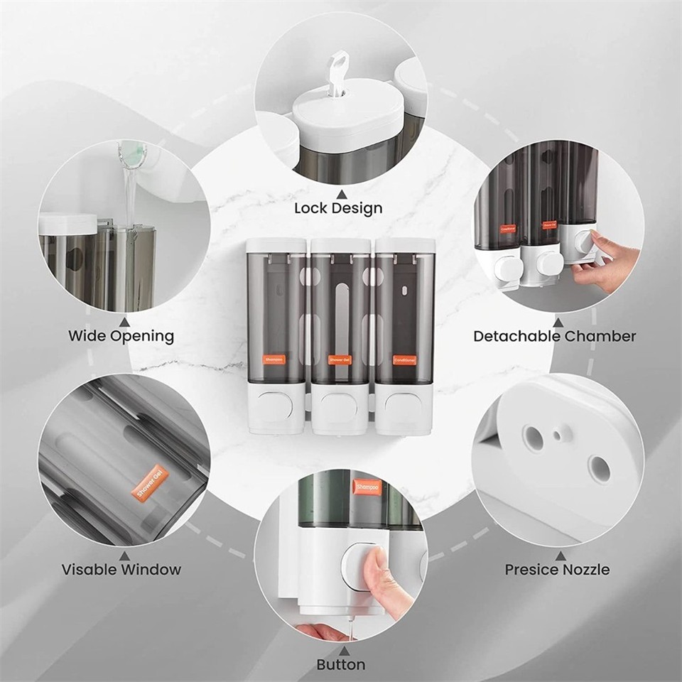 Dispenser di Sapone da Parete con Capacità 300ML per Accessori Doccia ...