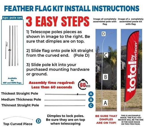 Total By Verizon Advertising Feather Banner Swooper Flag with Complete Pole... | eBay