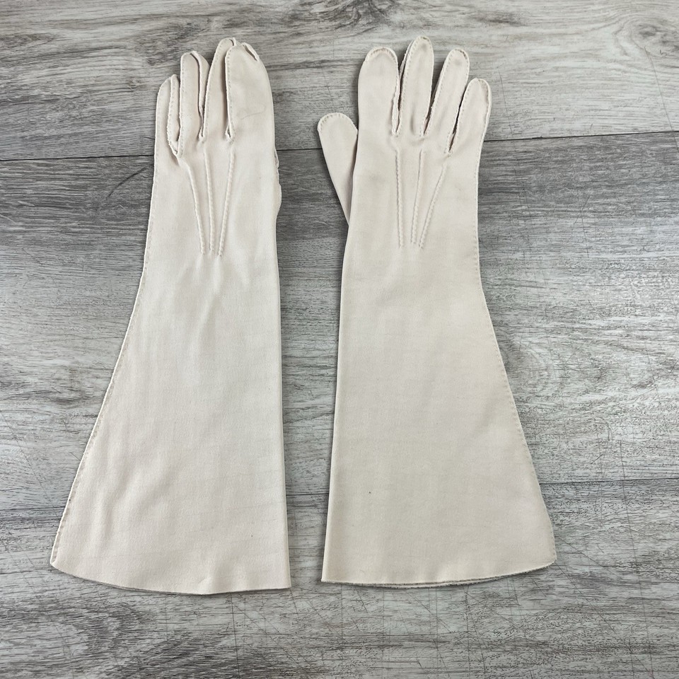 Vintage Crescendoe Leather Tailored Cream Size 7 Ladies Gloves Below ...