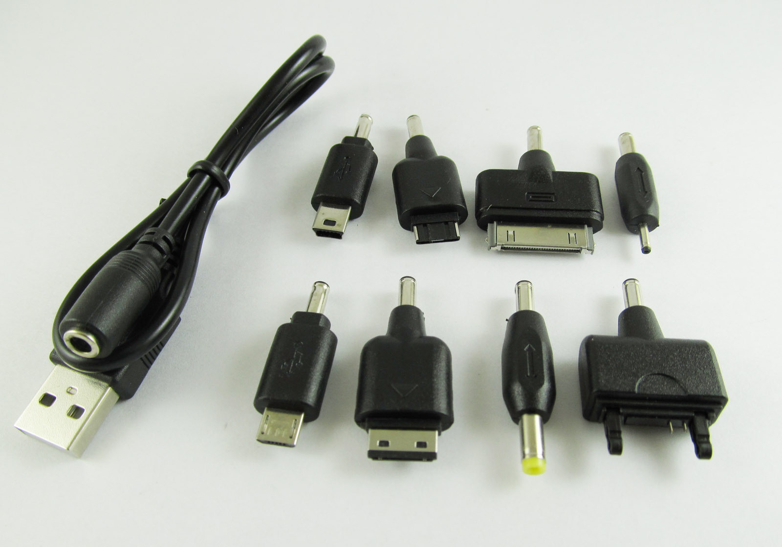 1 Set Black USB Charge Cable with 8 DC Adapters for Cell Phones PSP MP3 ...