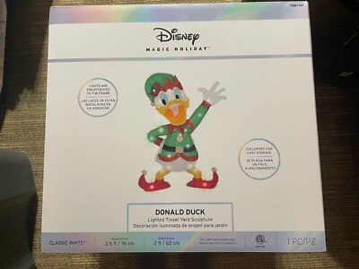 Disney 2.5-ft LED Donald Duck with Elf Outfit Christmas Yard Decoration ...