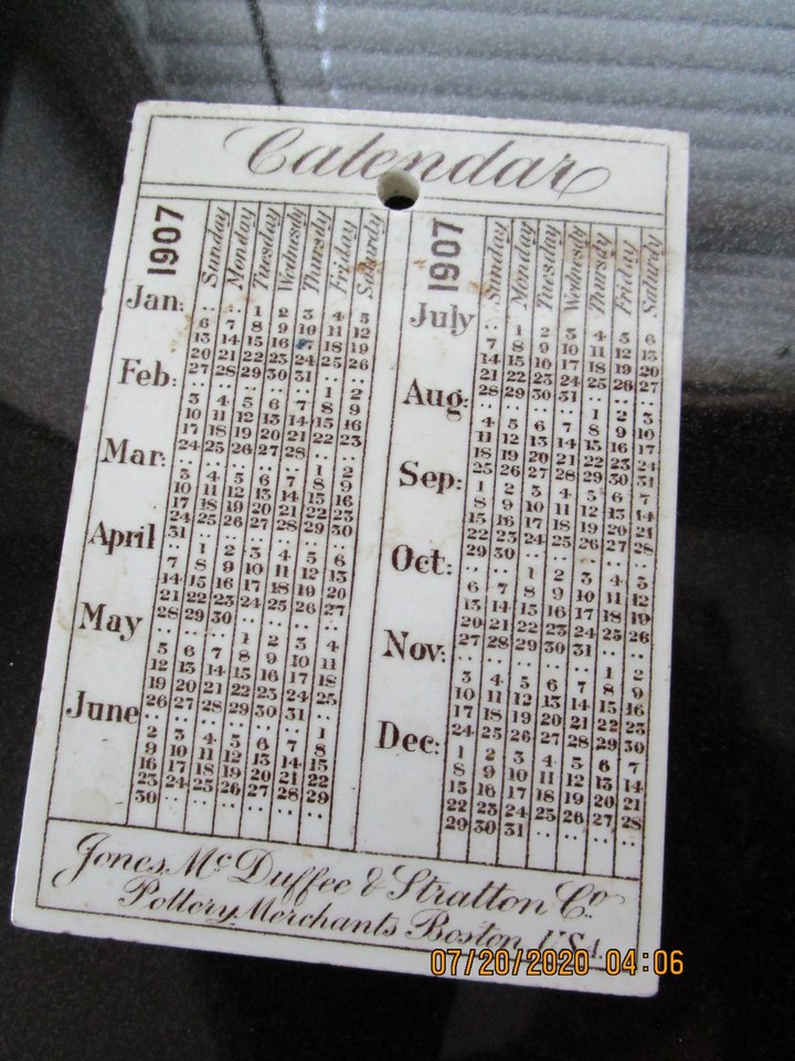Antique Pottery Tile Calendar 1907 Boston | eBay