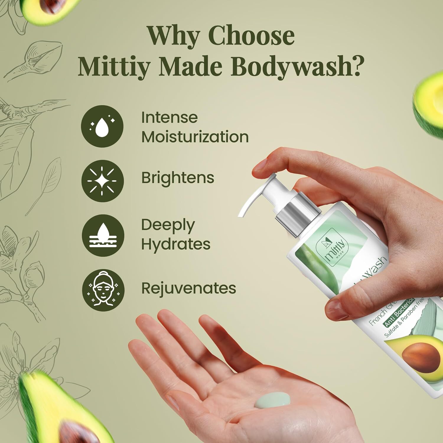 Mittiy Made Avocado And French Green Clay Body Wash 250ml | eBay