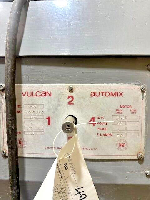 "VULCAN FM-60" HD COMMERCIAL 60 QUART 4 SPEED MIXER WITH BOWL AND J ...