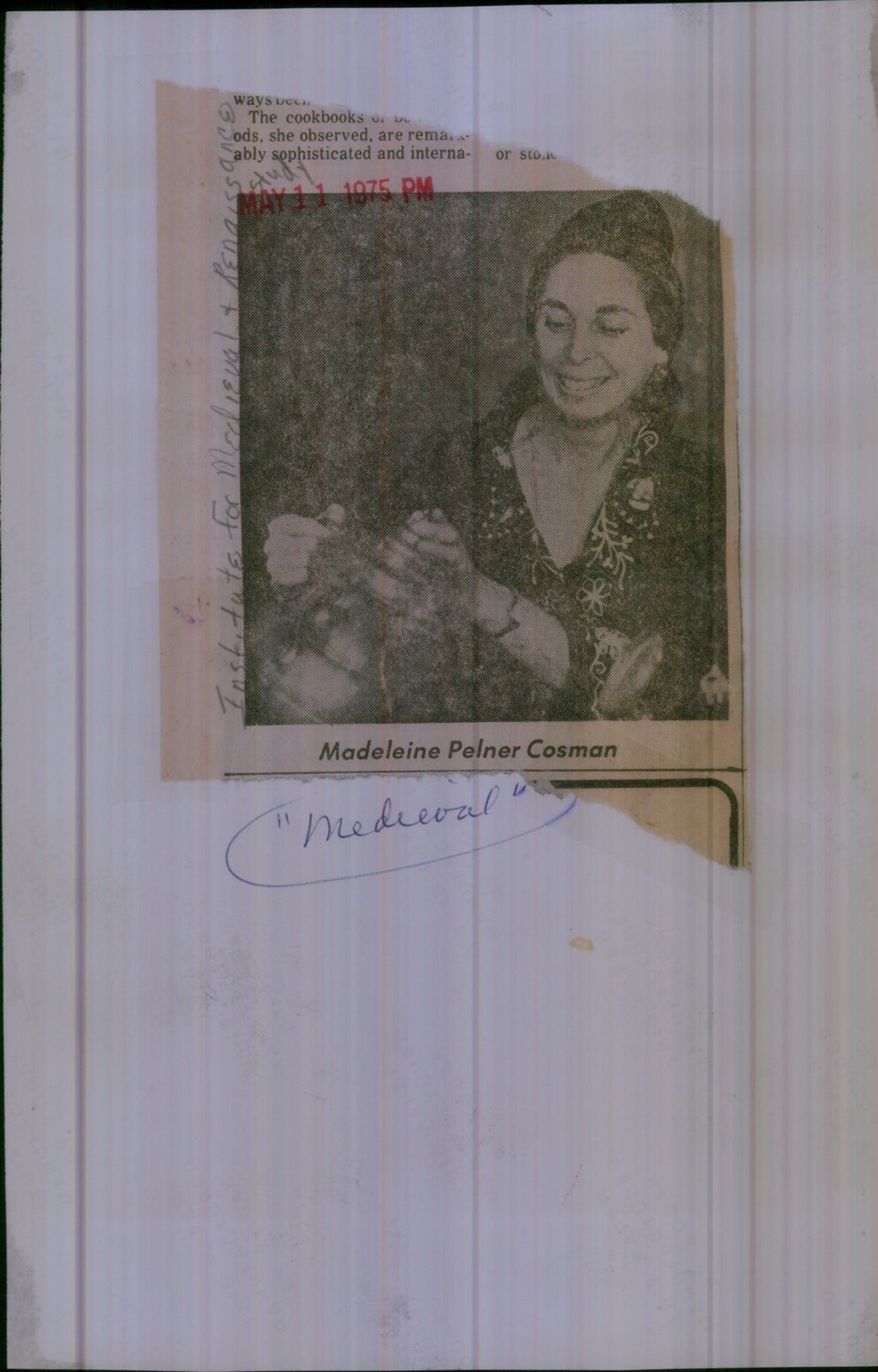 LG863 1975 Original Photo MADELEINE PELNER COSMAN Medieval Expert Pours ...
