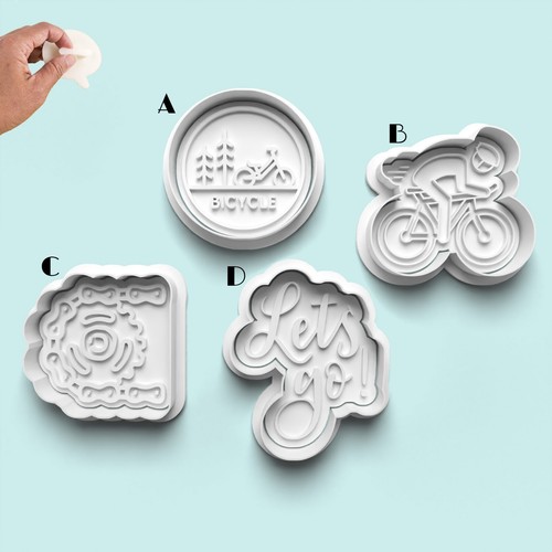 Cute Bicycle Bike Chain Speed Cookie Fondant Cutter Embosser + Handle ...