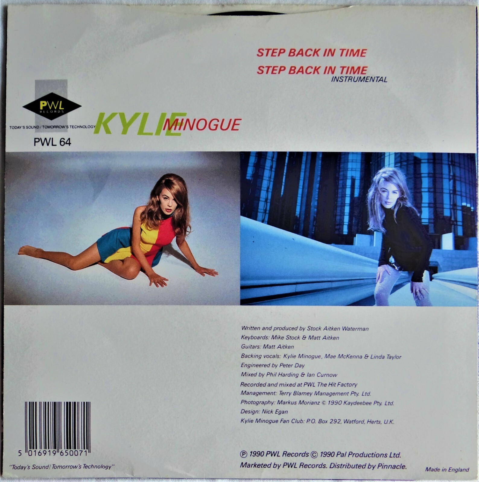 Kylie Minogue ‎–Step Back In Time 7" Vinyl Single 1990 Electronic/Disco ...