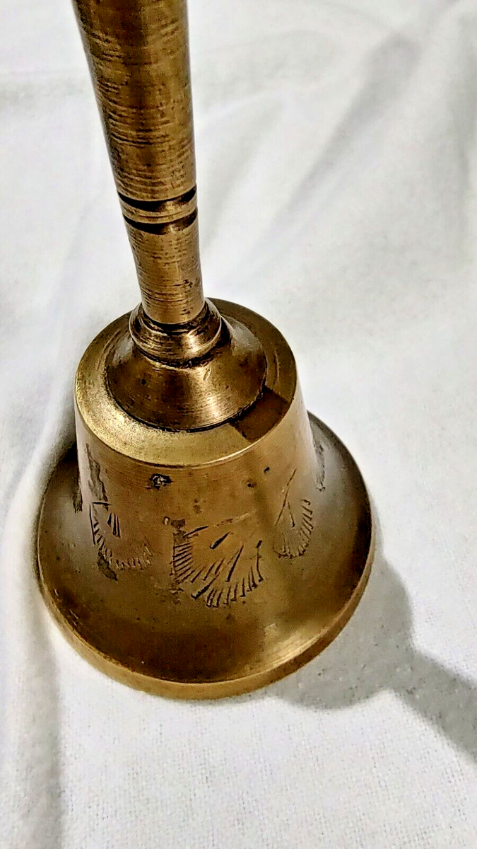 Antique Heavy Brass Bell With Original Clapper School Bell Dinner