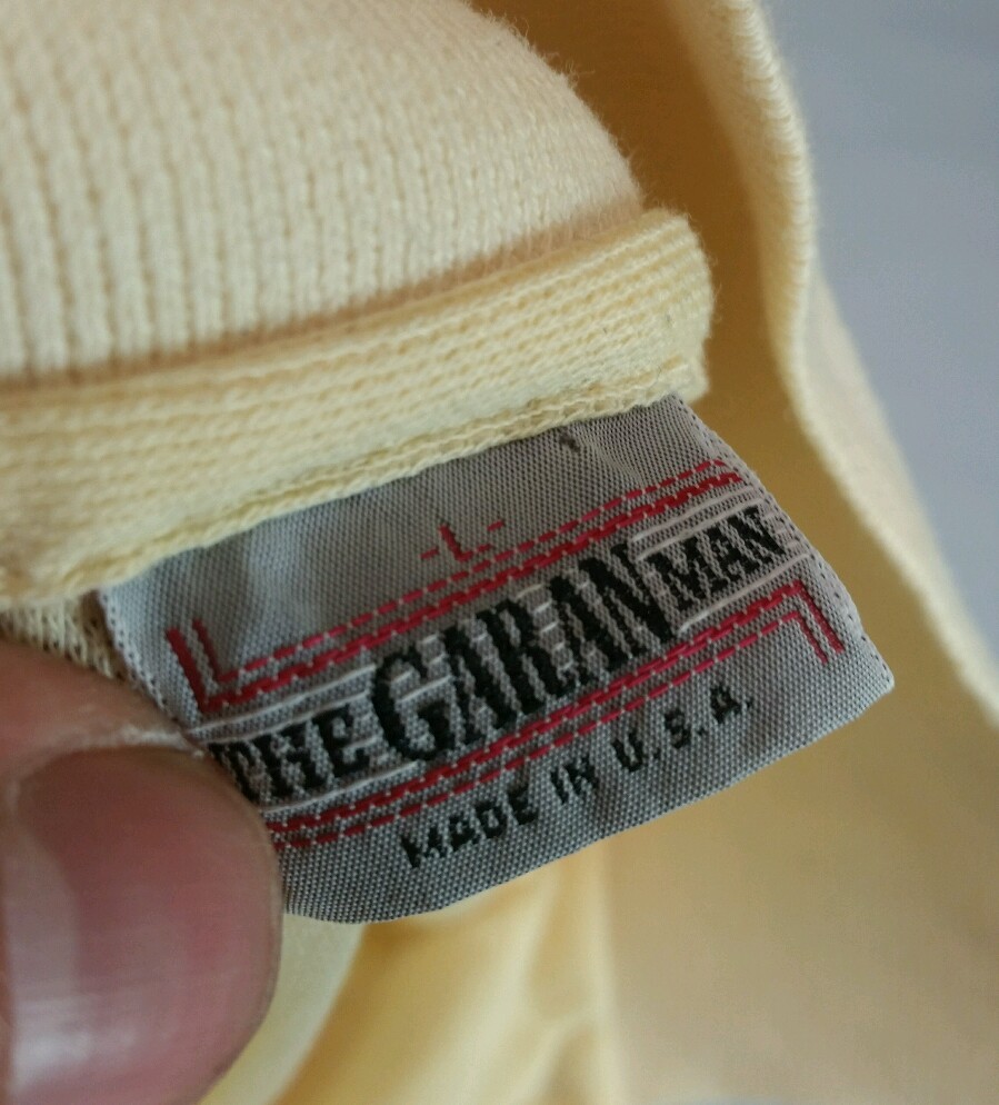 Vintage 80s Garan USA 5050 Prep Yatch Boat Sailing Polo Shirt Yellow L ...