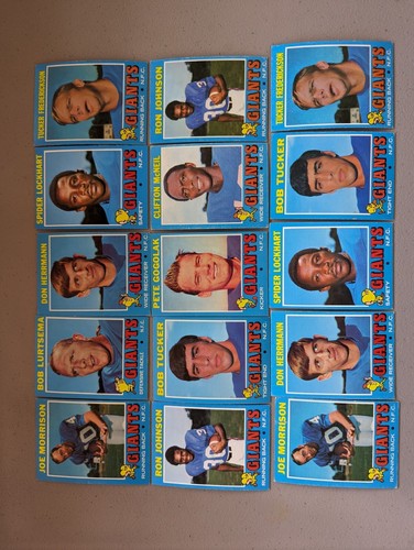 1971 Topps Football New York Giants Team Lot Of 15 Cards NFL | eBay
