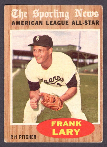 1962 Topps Baseball Frank Lary Detroit Tigers American League All-Star ...