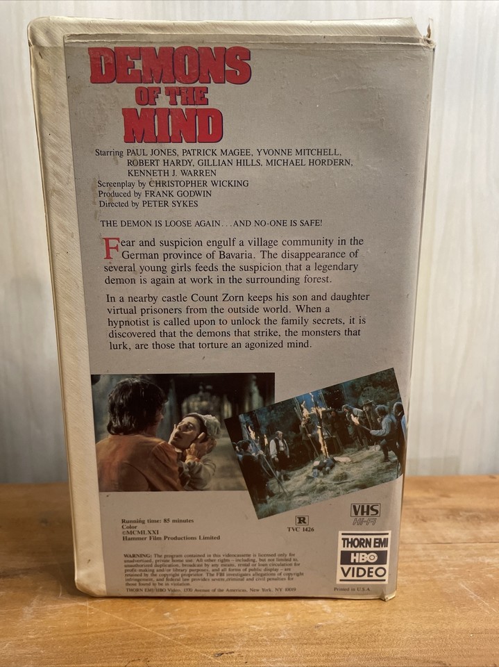 Demons of the Mind VHS Tape 1980's Thorn Emi Video Horror Movie Gothic ...