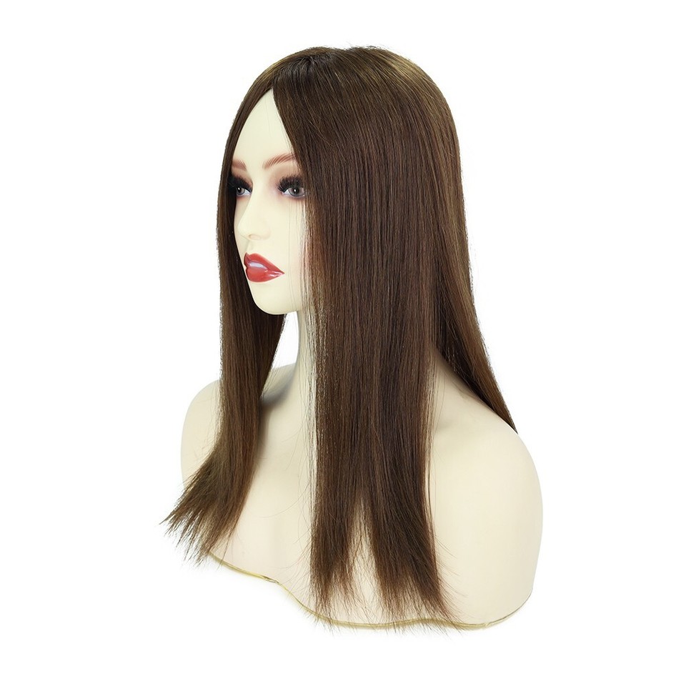 Women Topper Human Hair Fine Mono Top Pieces Human Remy Hair Straight ...