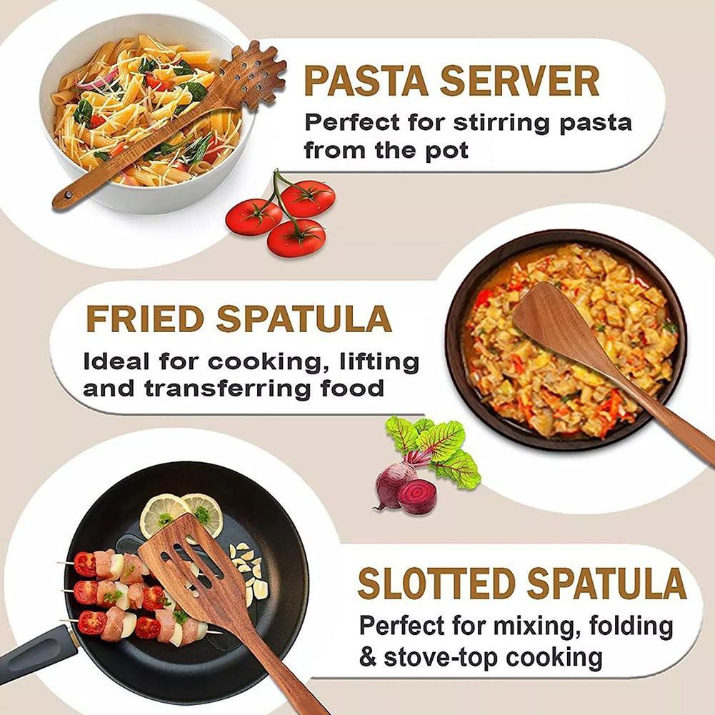 5Pcs Handmade Wooden Serving and Cooking Spoons Brown Spoons Kitchen ...