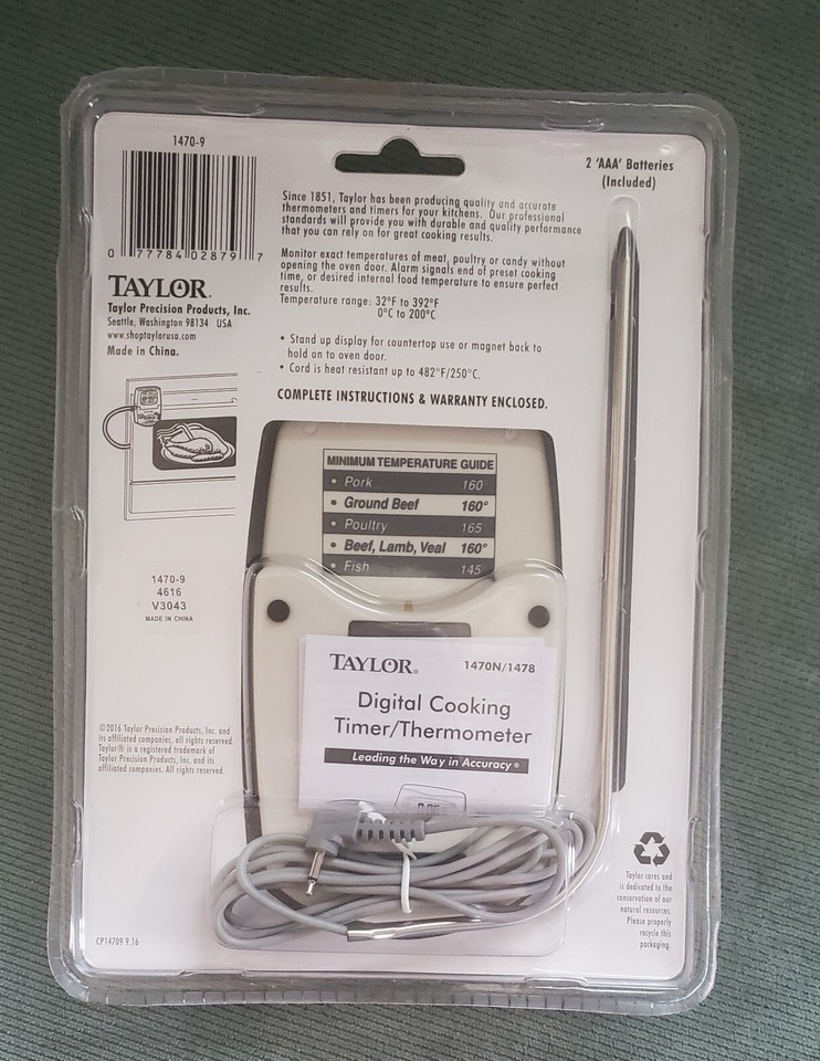 NIP Taylor Digital Cooking Timer/Thermometer Programmable 1470N/1478 | eBay