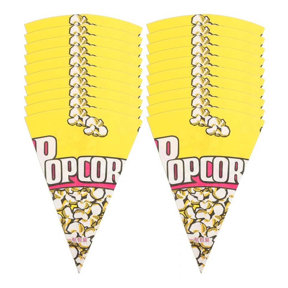 100 Pcs Triangle Paper Popcorn Bags Cone Shaped Paper Food Bags for ...